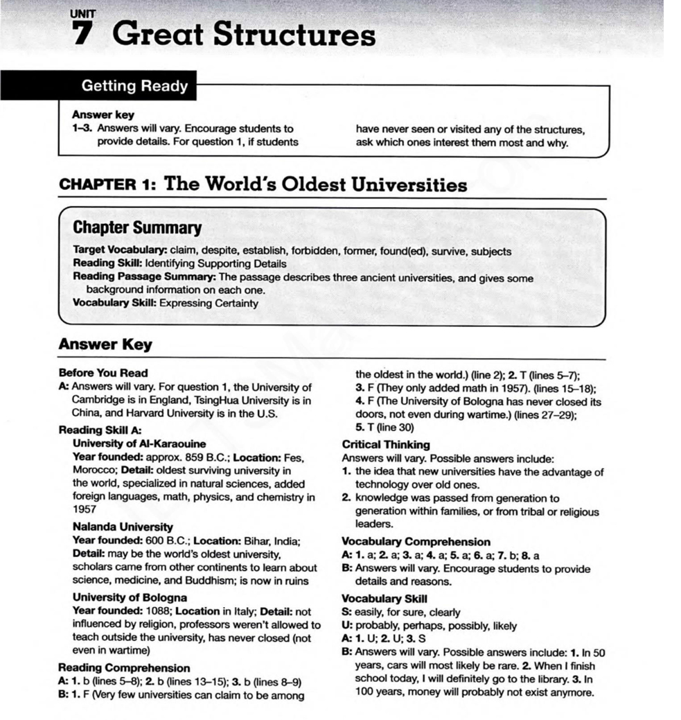 Answer Key Reading 3 - L 2 - دوره های مکالمه دکتر زبان